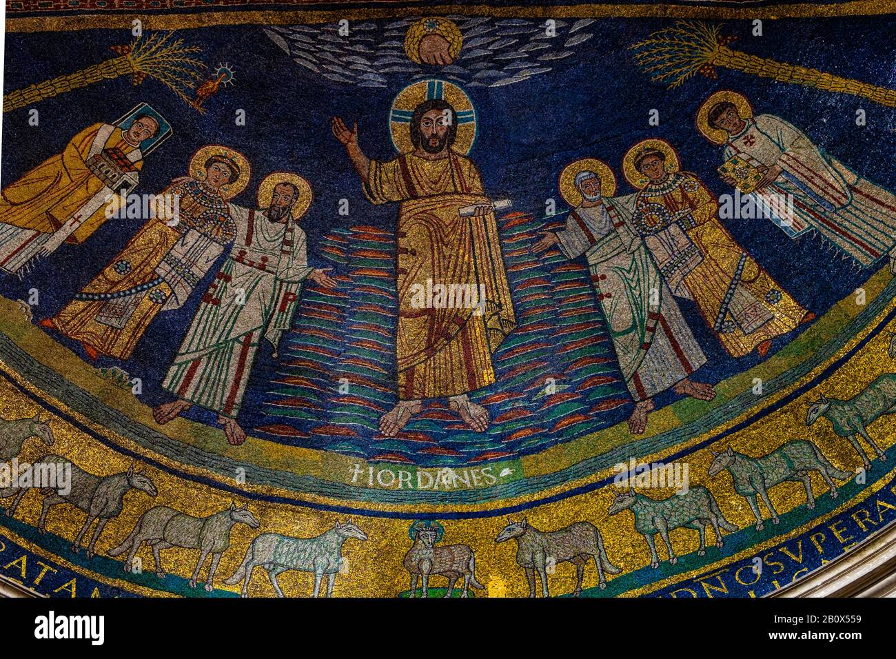 9th century mosaics depicting the Redeemer with Saints Paul, Cecilia ...
