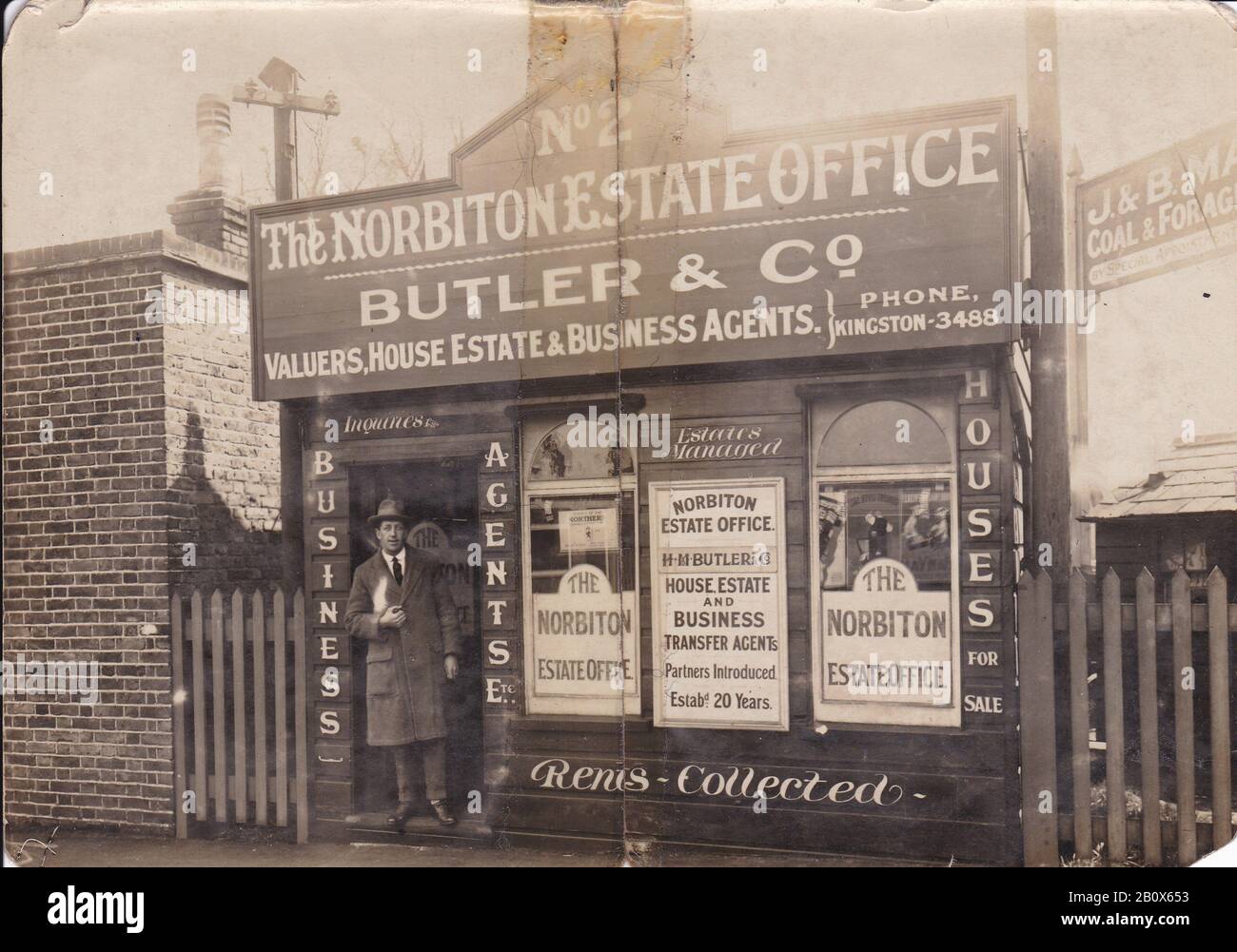 Vintage black and white photo of The Norbiton Estate Office, Butler ...