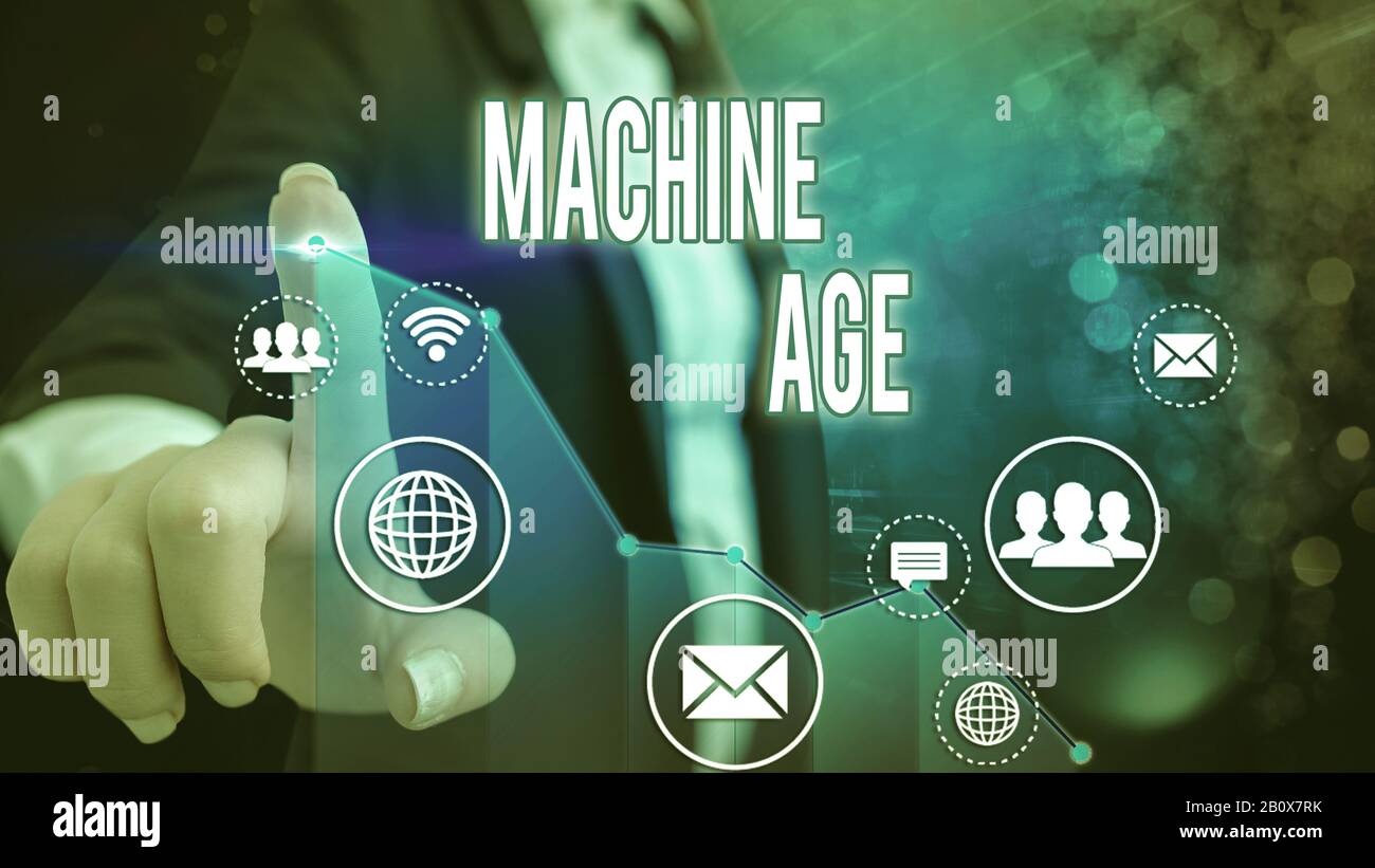 Conceptual hand writing showing Machine Age. Concept meaning period of ...