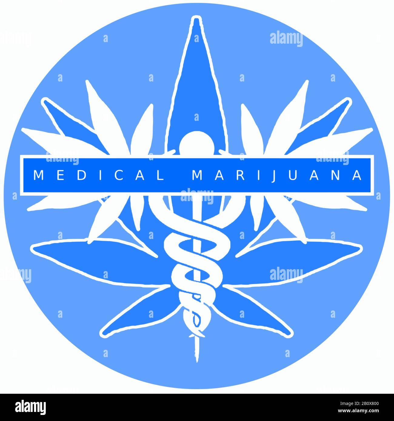 Vector logo of medical marijuana. Blue and white color scheme Stock ...
