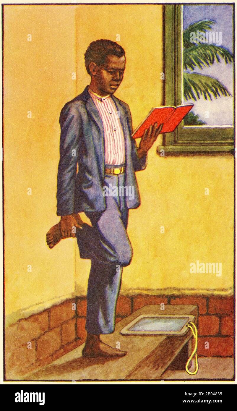 Romanticised illustration of a South African schoolboy from a set of ...