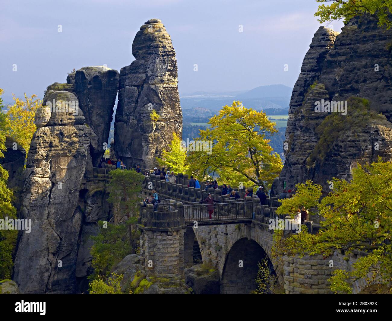 Bastion rock near Rathen, Saxon Switzerland, Saxony, Germany Stock ...