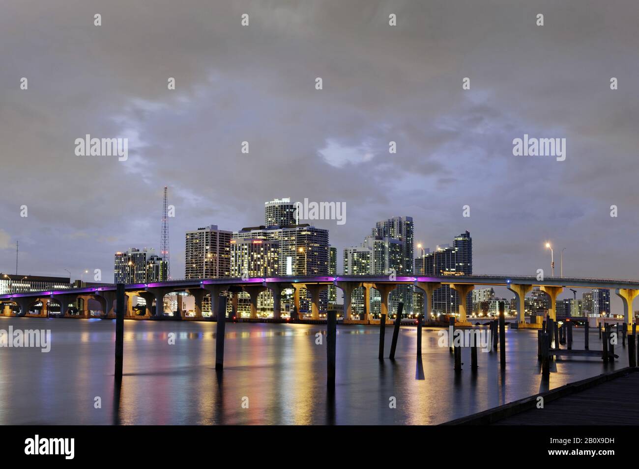 Miami downtown skyline in the evening, Miami, Florida, USA Stock Photo ...