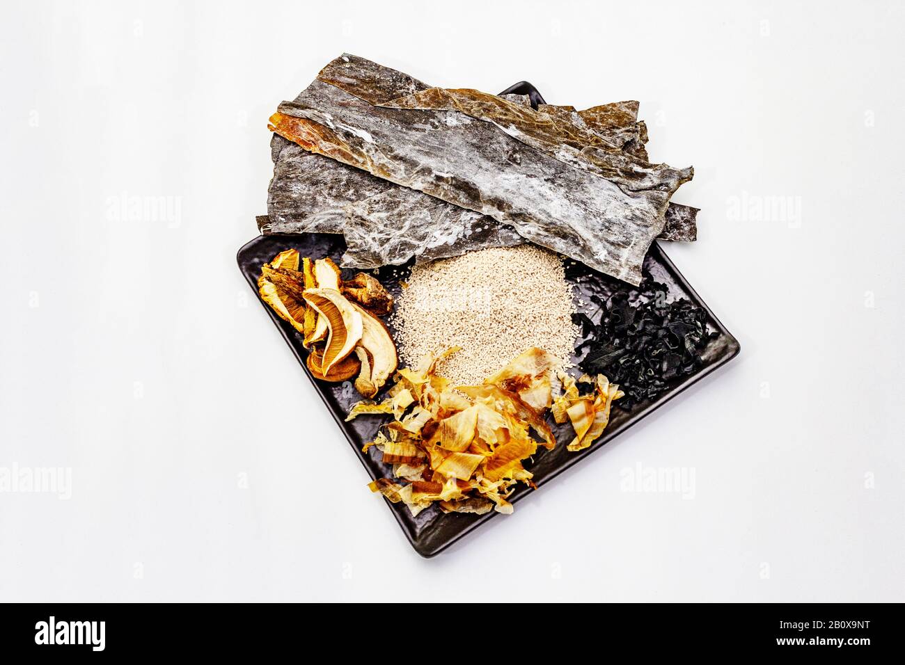 Set of traditional Japanese ingredient for cooking basic dashi broth ...