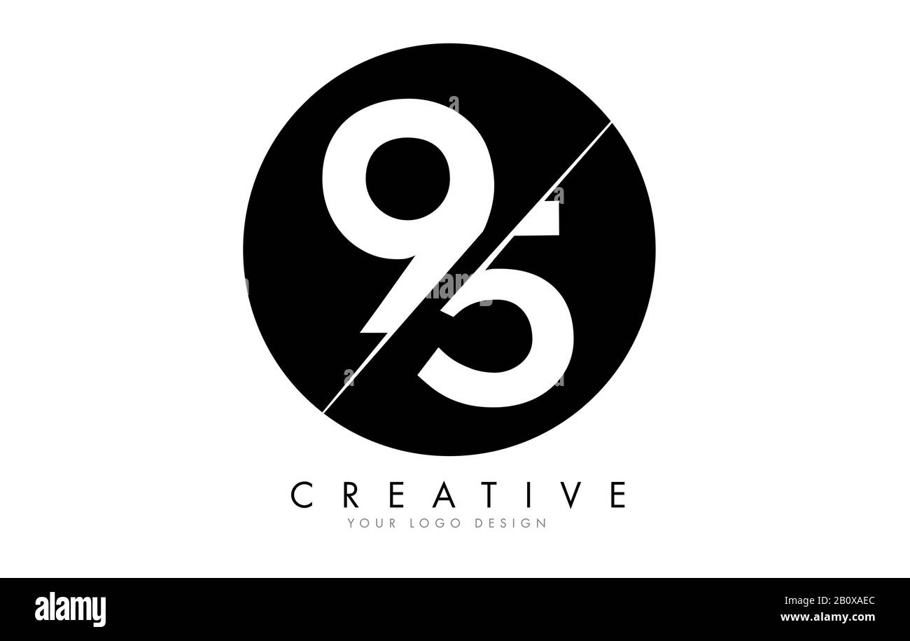95 9 5 Number Logo Design with a Creative Cut and Black Circle ...