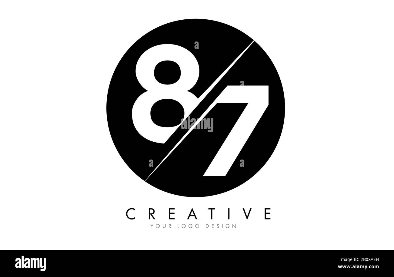 87 8 7 Number Logo Design with a Creative Cut and Black Circle ...