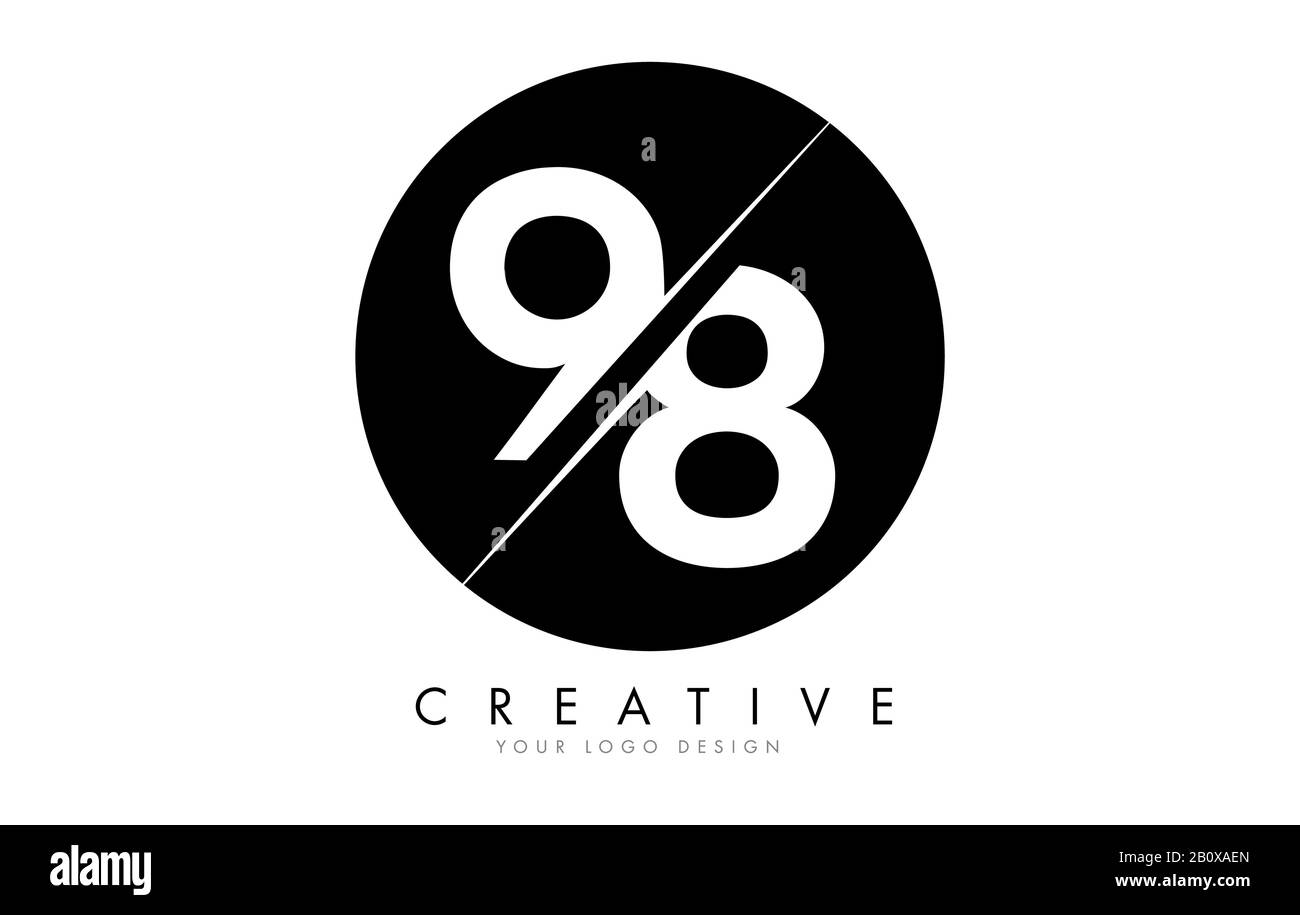 98 9 8 Number Logo Design with a Creative Cut and Black Circle ...
