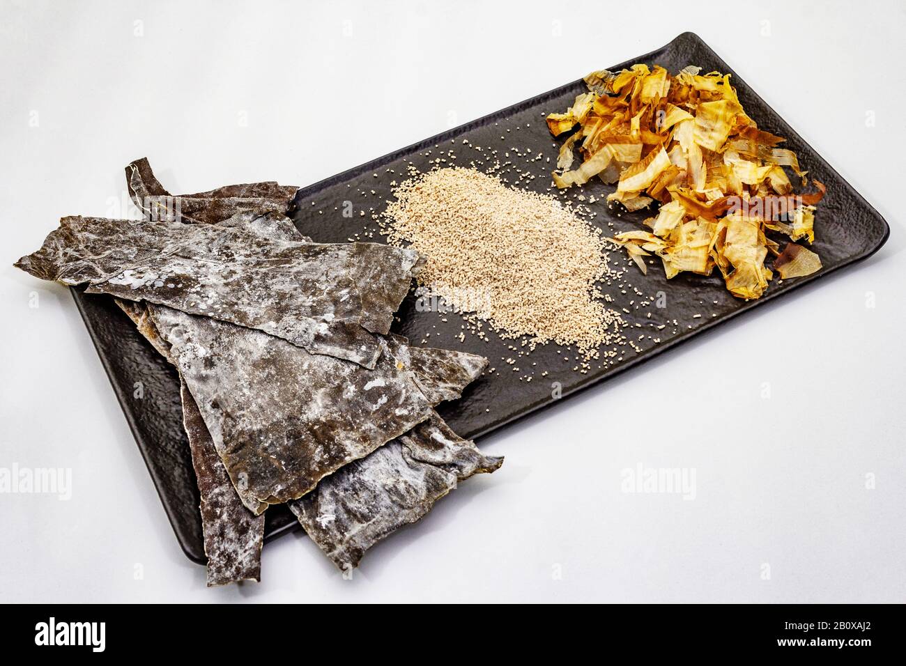 Set of traditional Japanese ingredient for cooking basic dashi broth ...