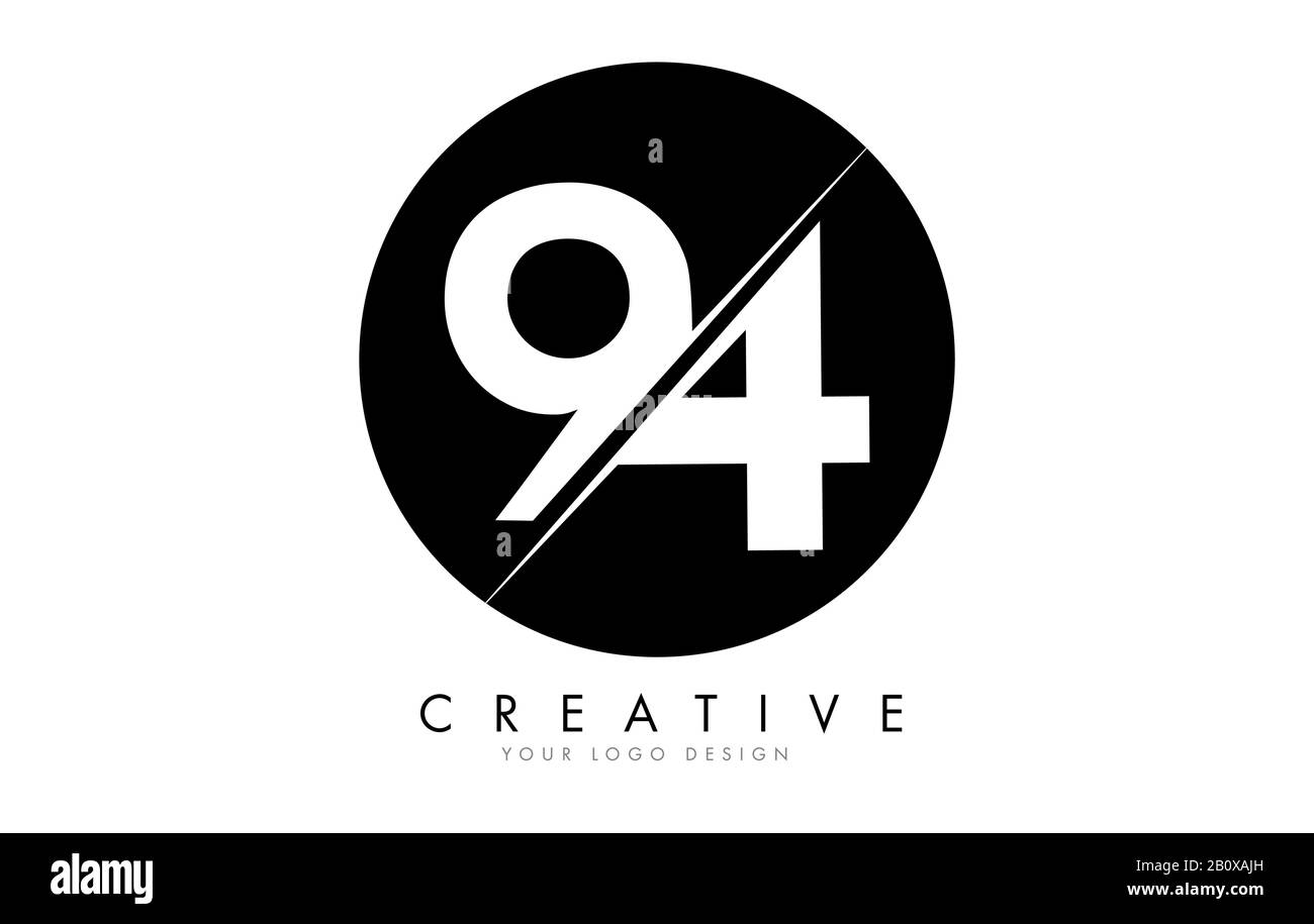 94 9 4 Number Logo Design with a Creative Cut and Black Circle ...