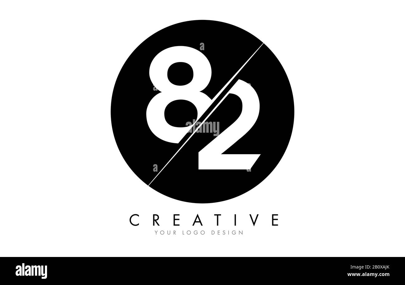 82 8 2 Number Logo Design with a Creative Cut and Black Circle ...