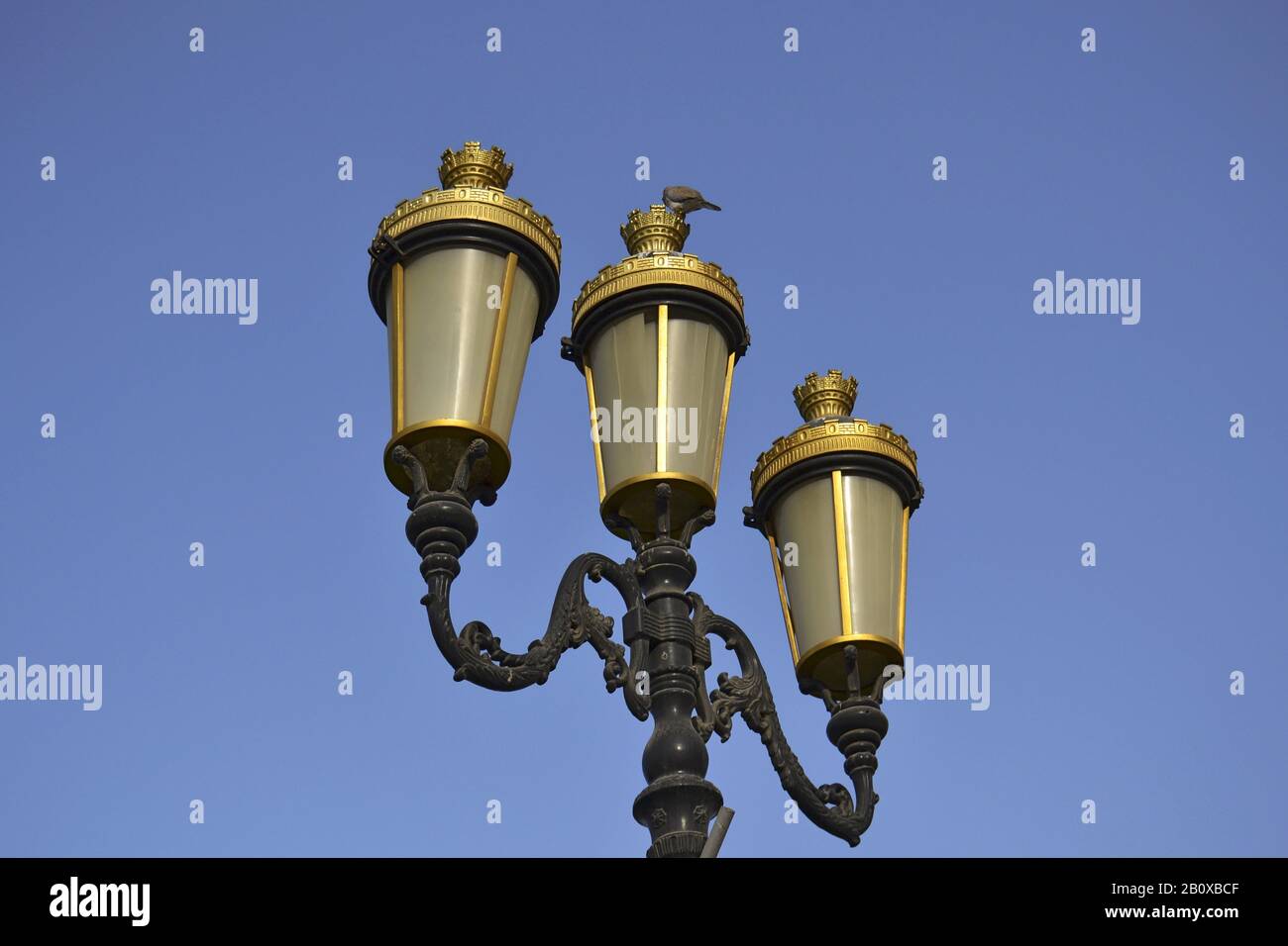 Cast-iron lantern with gold-colored applications, Old Souk, Emirate of ...