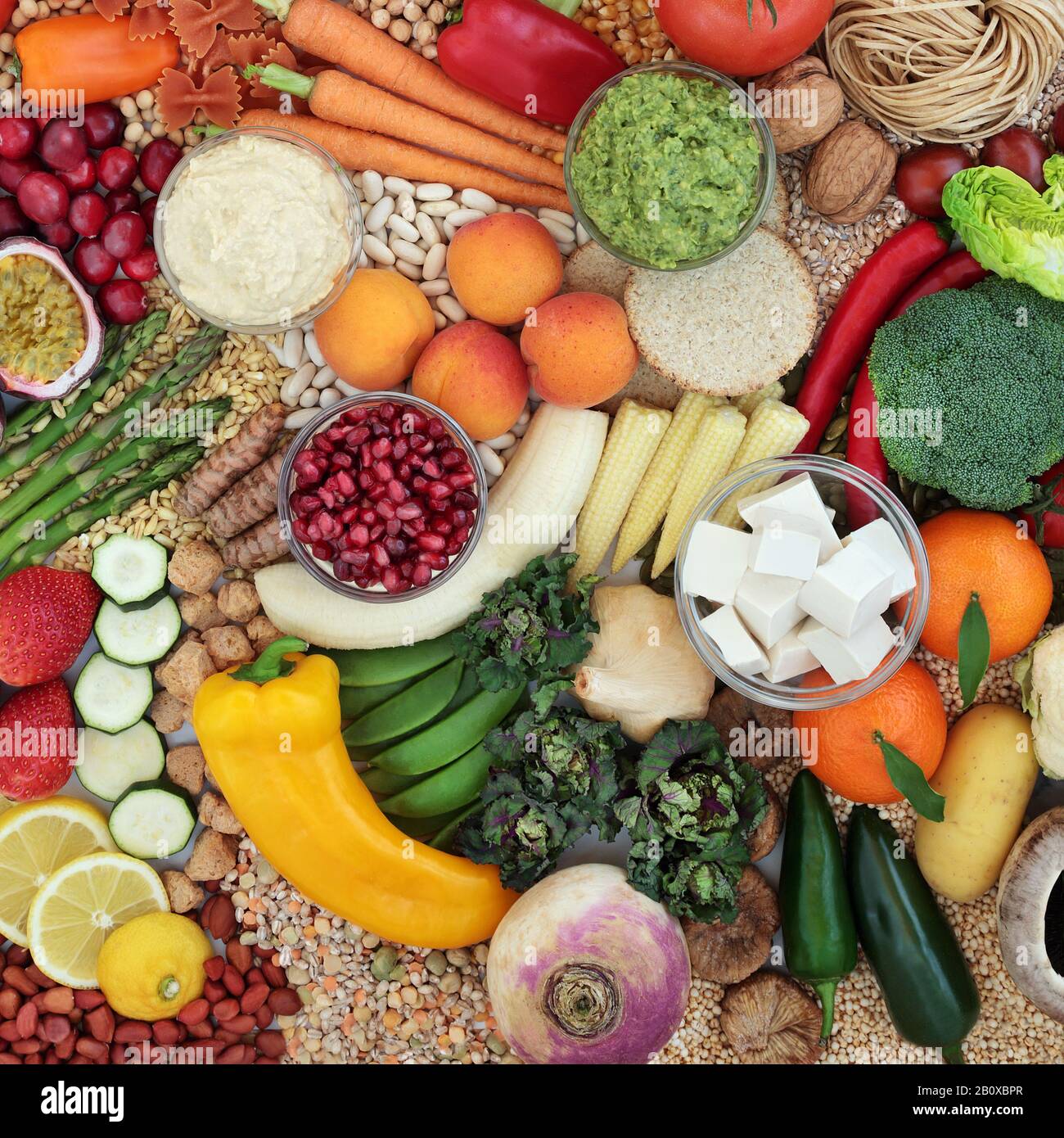 Vegan health food collection with foods hgh in protein, vitamins ...