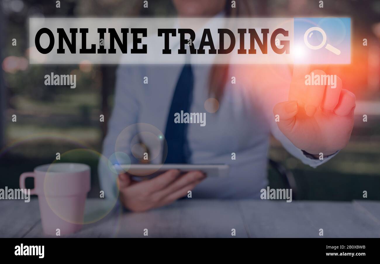 Word writing text Online Trading. Business photo showcasing the buying ...