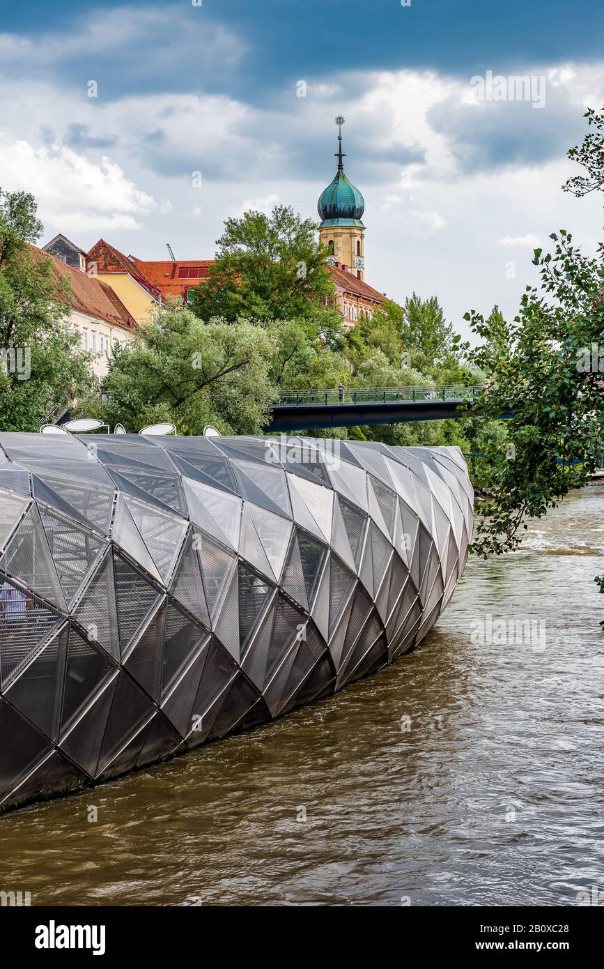 Artificial island in river mur architecture hi-res stock photography ...