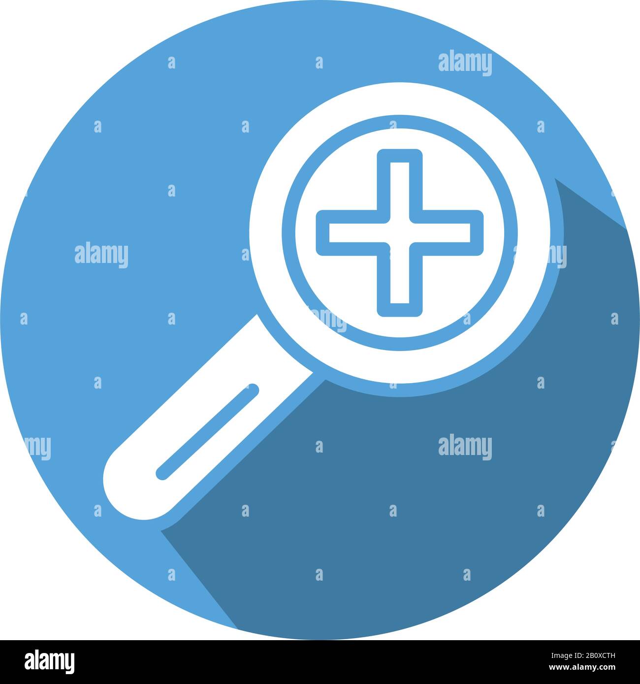 magnifying glass with medical cross symbol block style Stock Vector ...