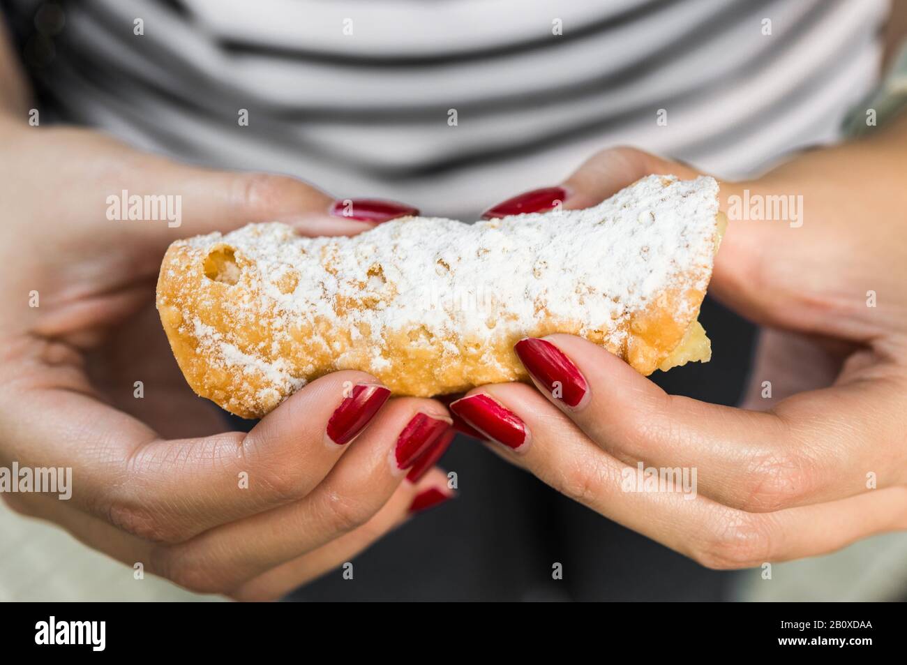 Close up of cannoli, a traditional Italian crunchy pastry with cream ...