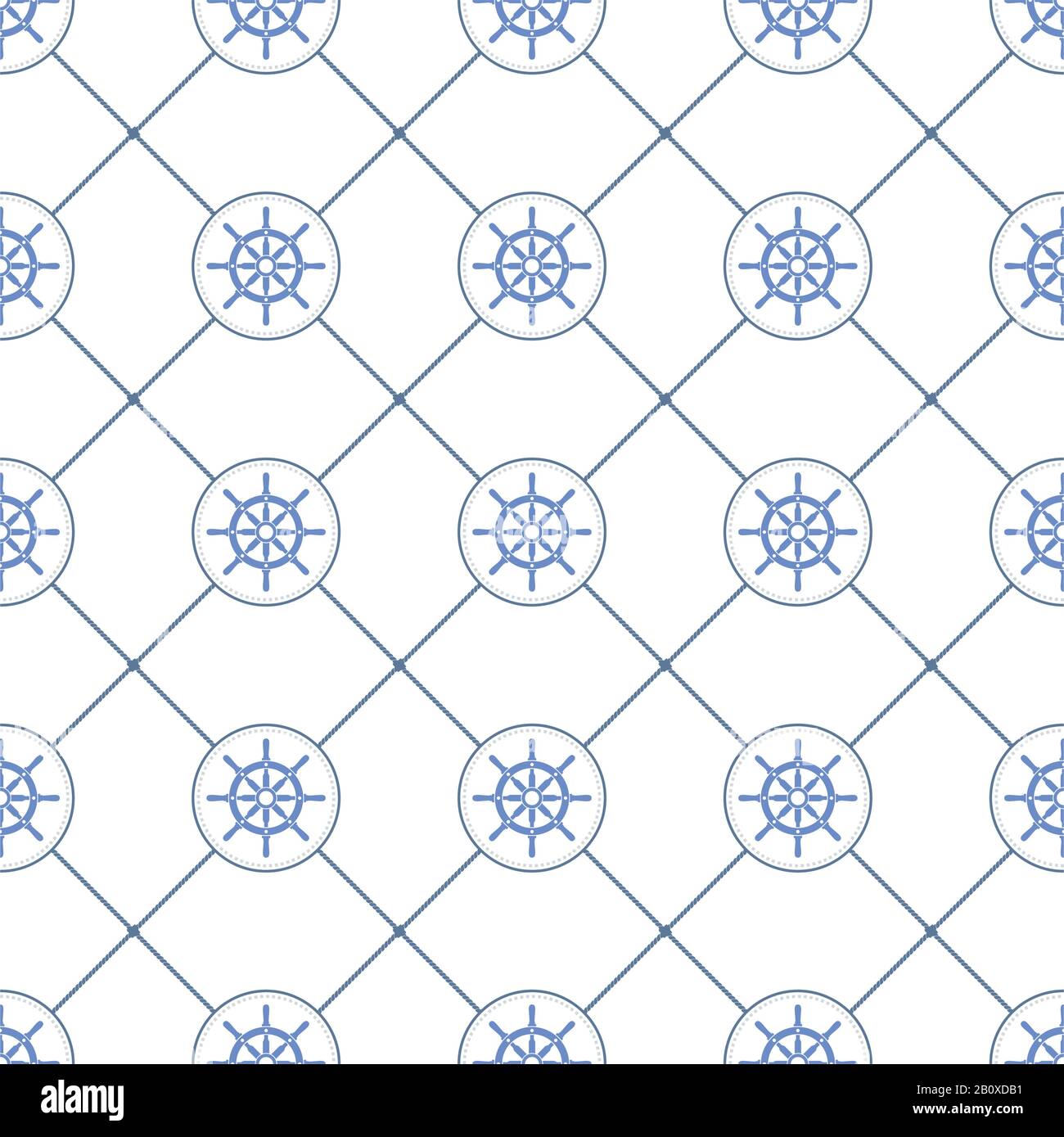 Ship helm vector seamless pattern. Helm, steering wheel and ropes ...
