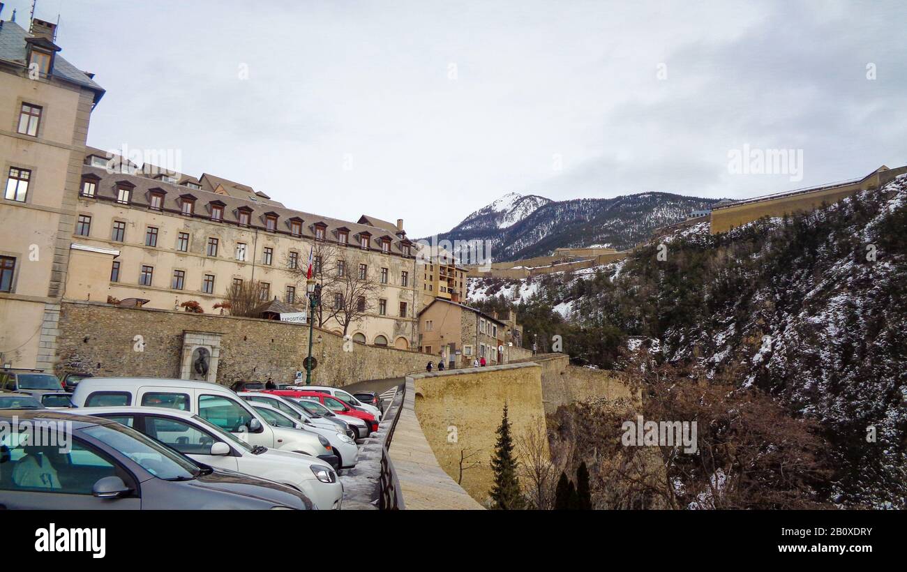 Windows of the historical city of Briancon, French city in the ...
