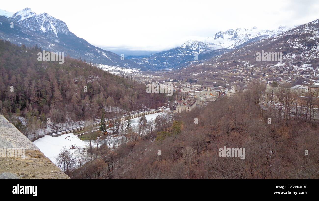 Windows of the historical city of Briancon, French city in the ...