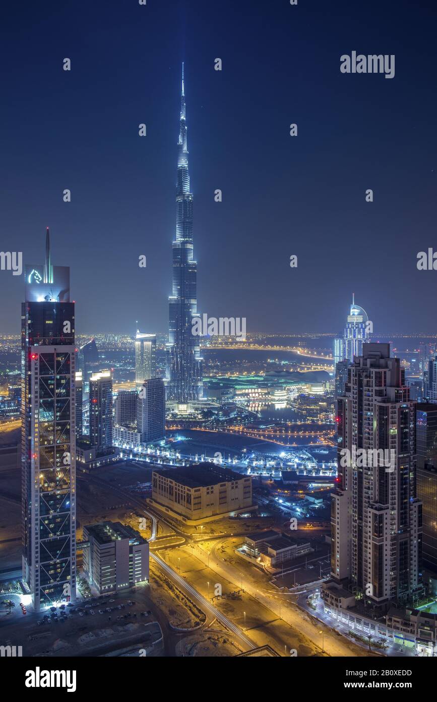 City center with Burj Khalifa and Business Bay, Dubai, United Arab ...