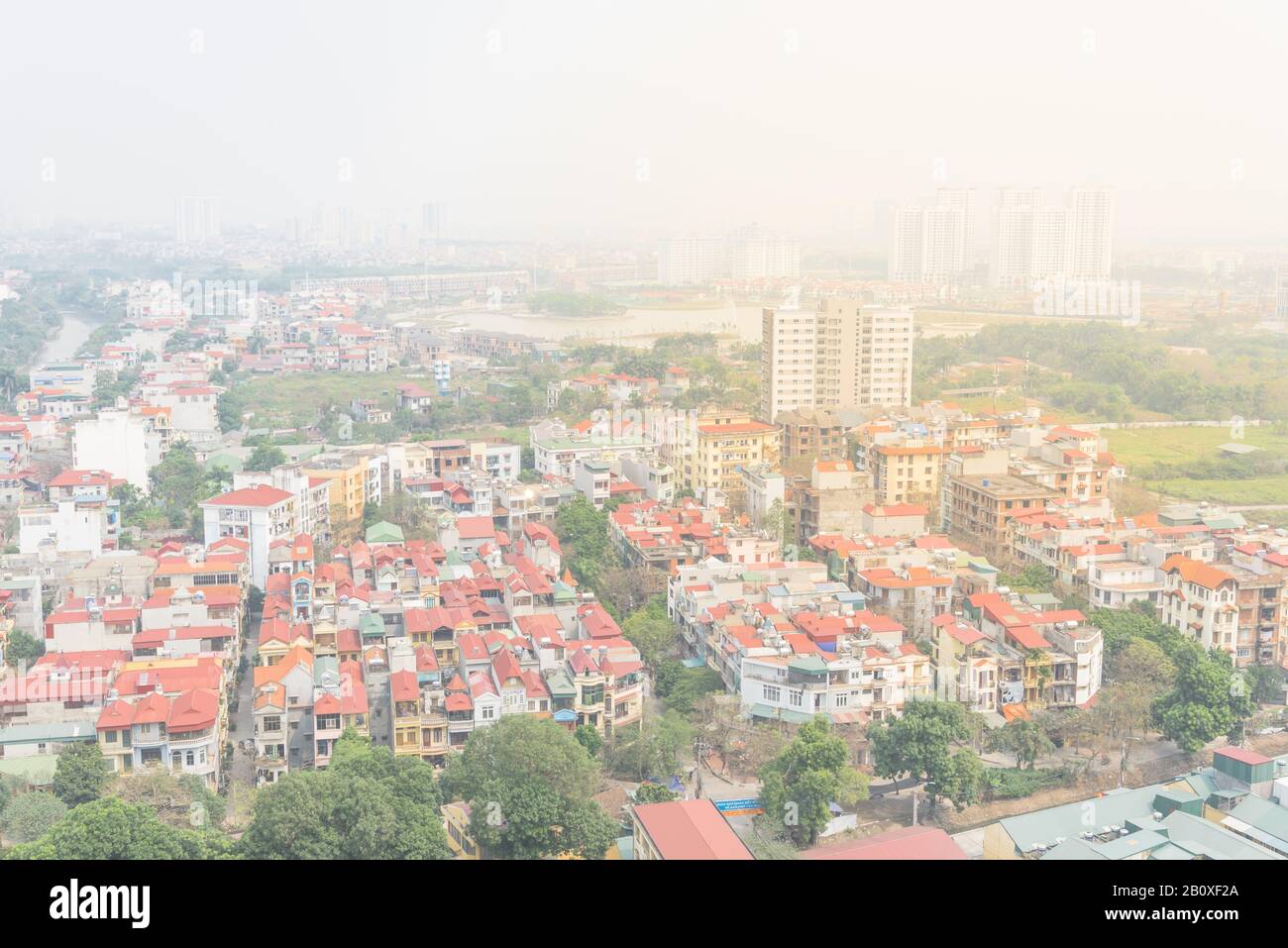 Dense of residential houses and high-rise condominium building in ...