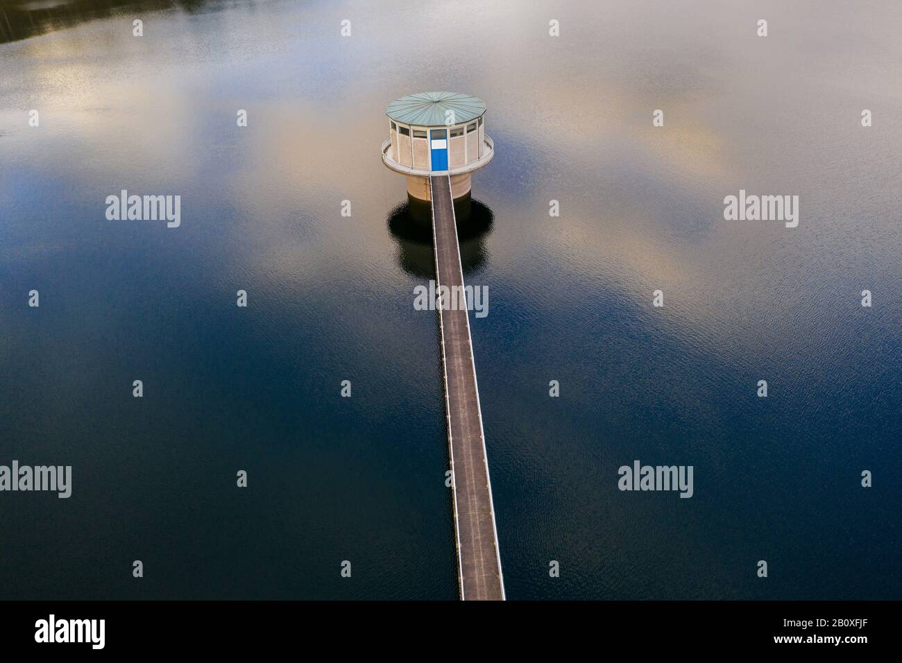 drinking water dam with water tower from above Stock Photo - Alamy