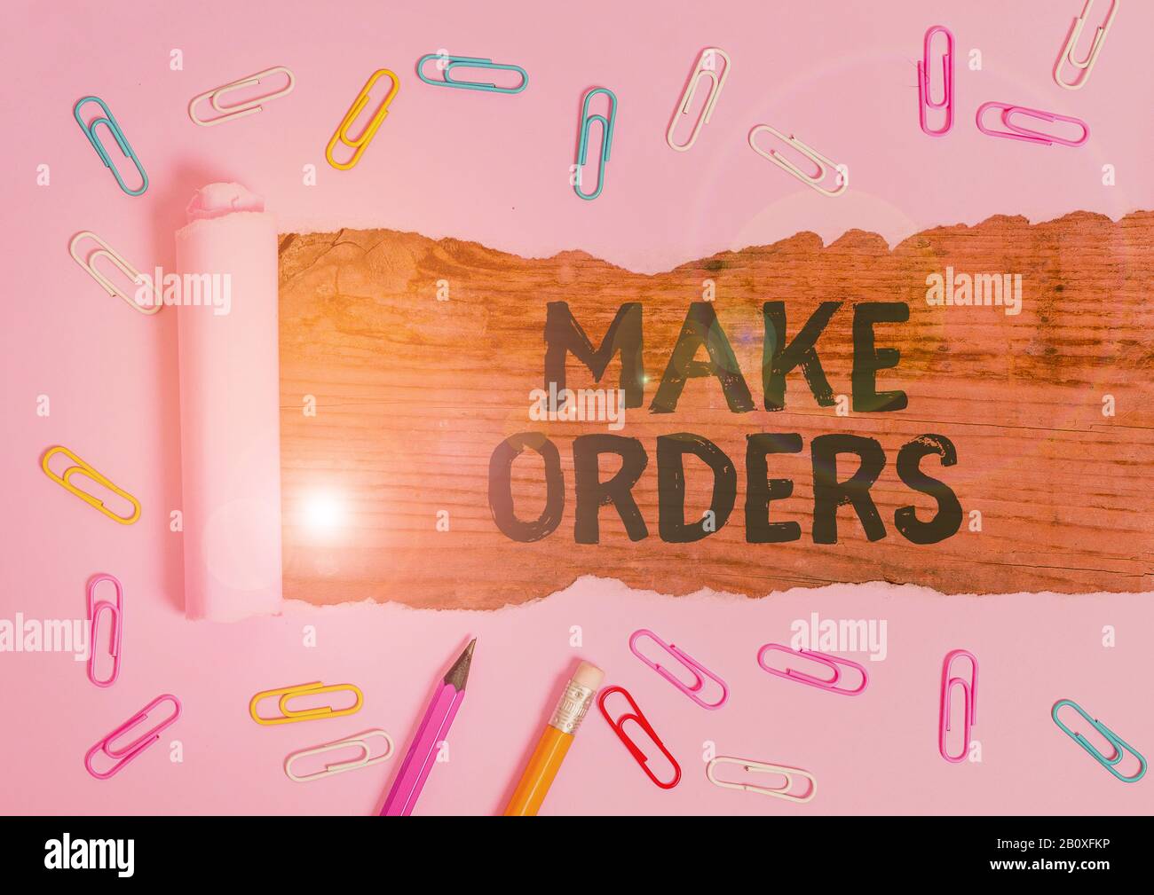 Text sign showing Make Orders. Business photo text A confirmed request ...