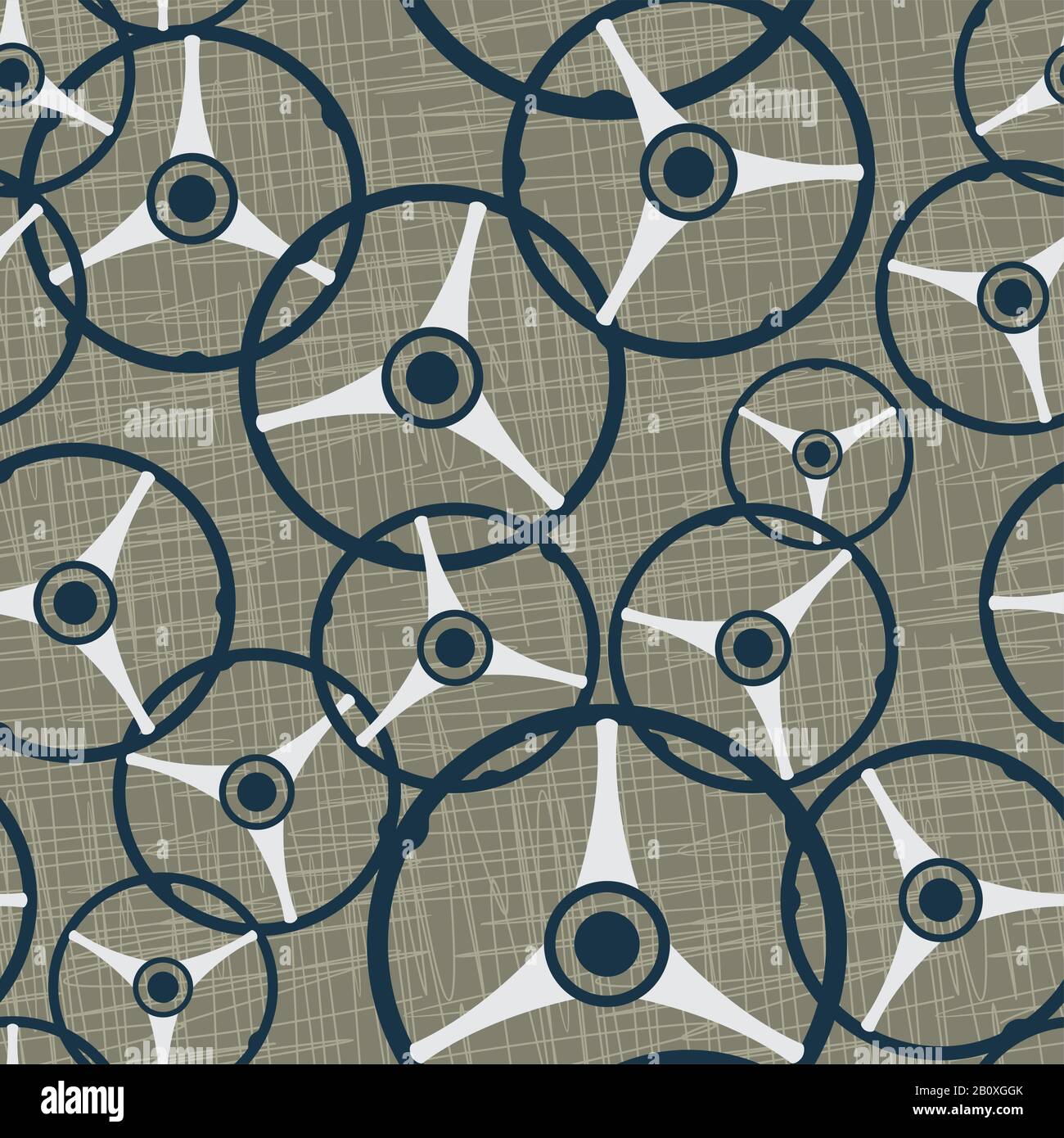 Steering wheels in retro style. Seamless pattern. Steering wheels ...