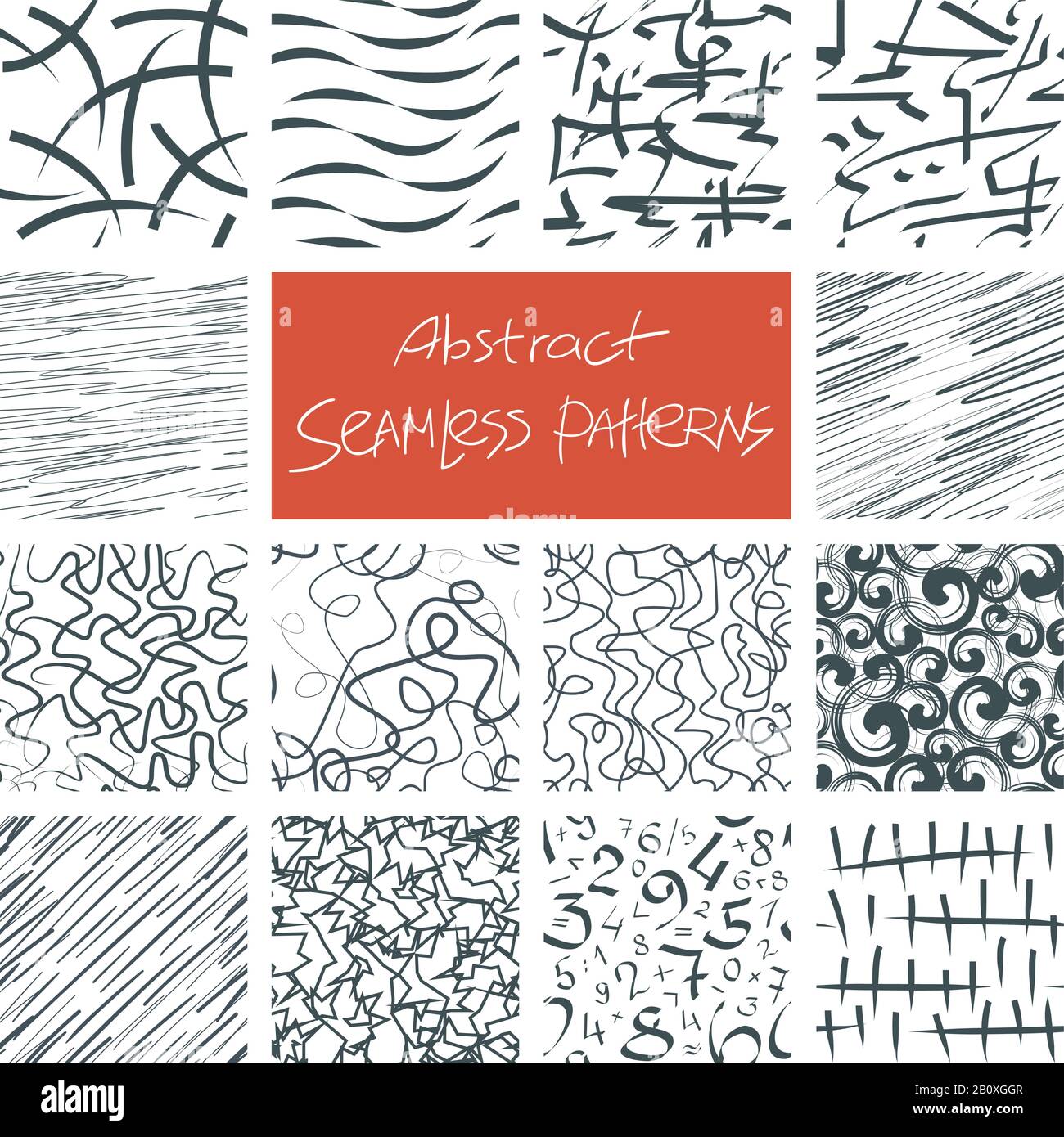 Set of 14 abstract seamless doodle patterns and textures. Can be used ...