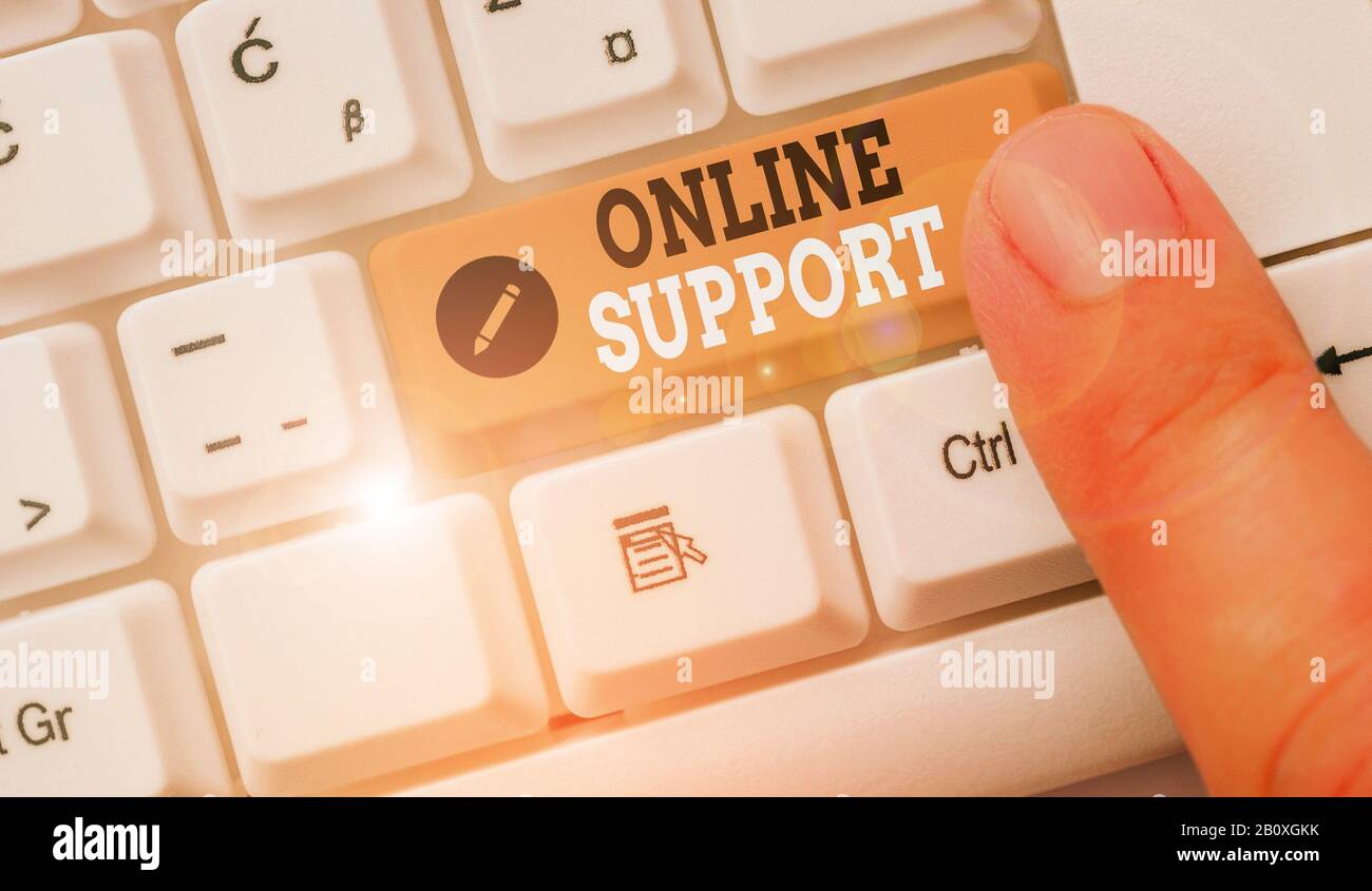 Word writing text Online Support. Business photo showcasing electronic ...
