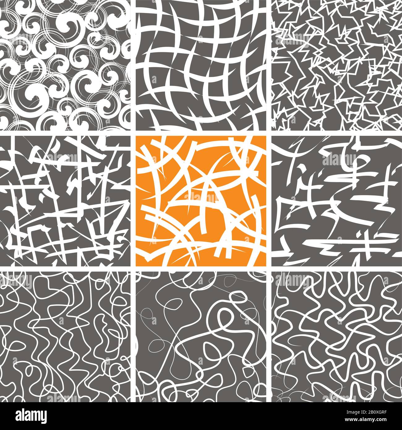Set of 9 abstract seamless doodle patterns and textures. Can be used ...