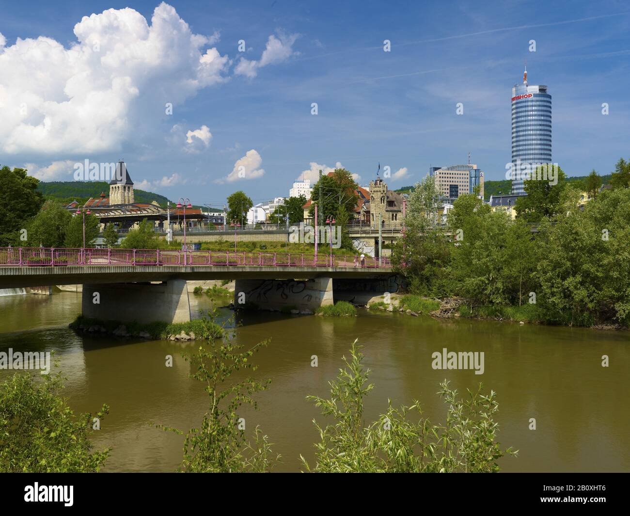 Saale and Intershop Tower, Jena, Thuringia Stock Photo - Alamy