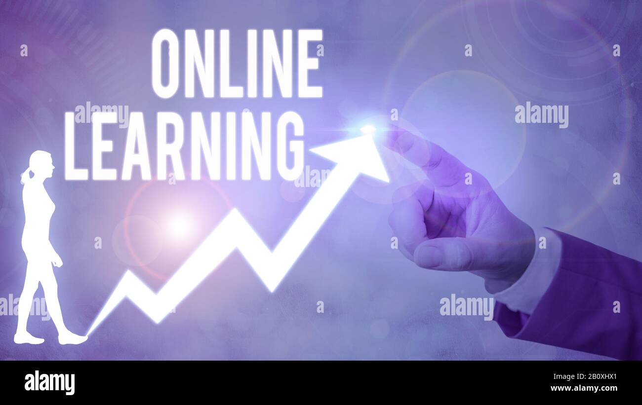 Text sign showing Online Learning. Business photo showcasing ...
