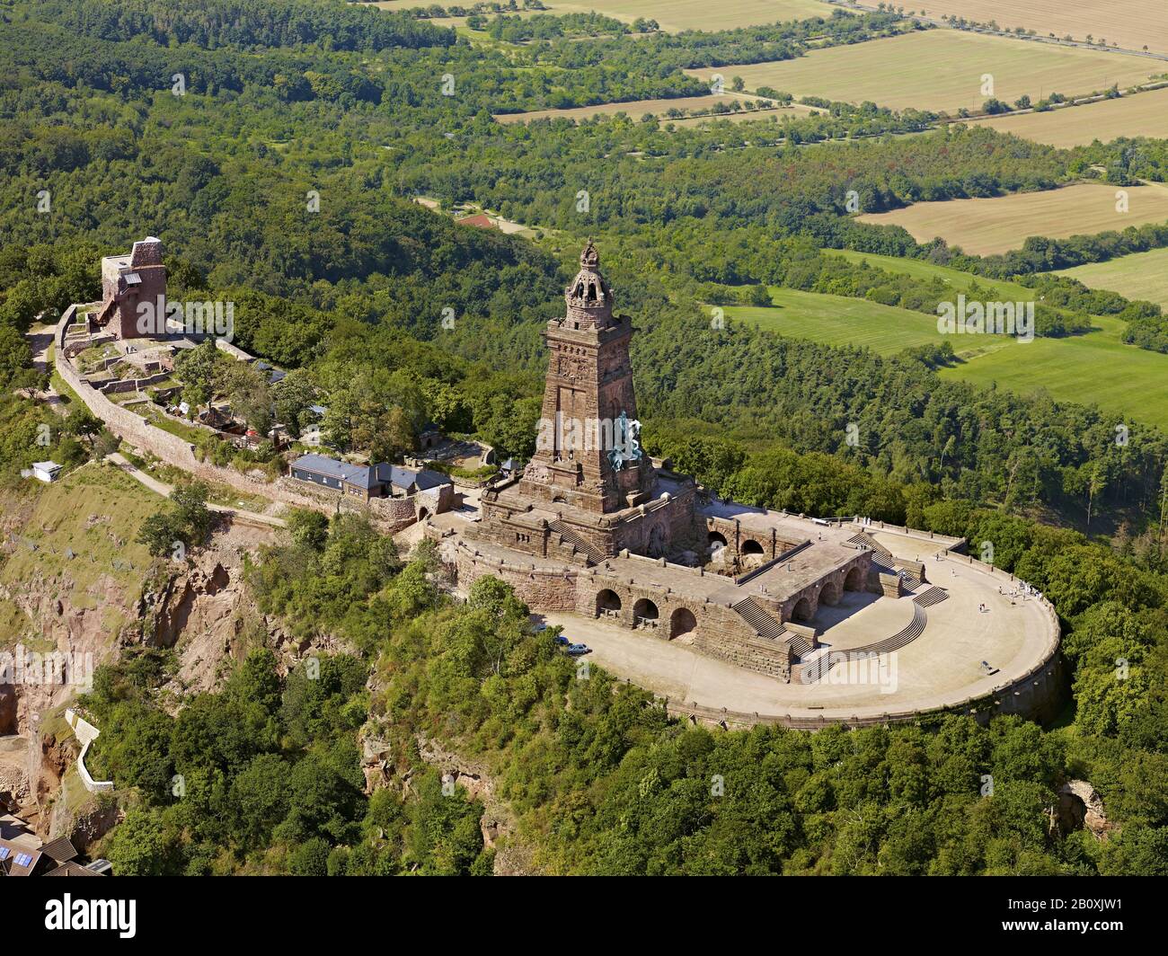 Oberburg with Barbarossa tower and Kyffhauser monument, Kyffhauser ...