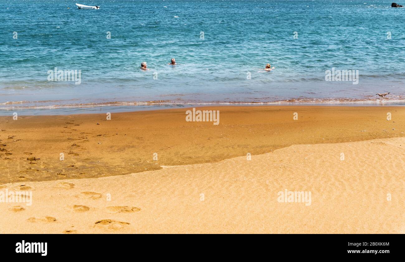 Pedasi, Limon, Panama - Feb 19, 2020: People swiming in Pacific Ocean ...
