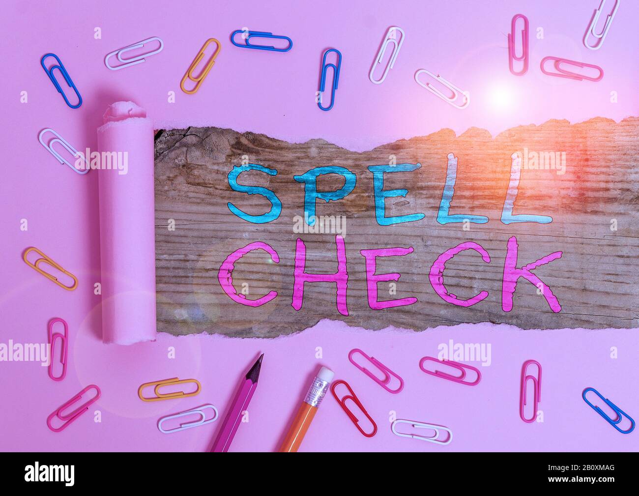 Handwriting text Spell Check. Conceptual photo to use a computer program to find and correct ...