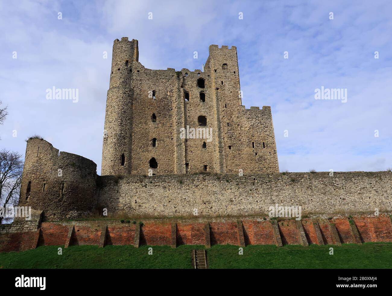 The great tower and the remains of the round tower at Rochester Castle ...