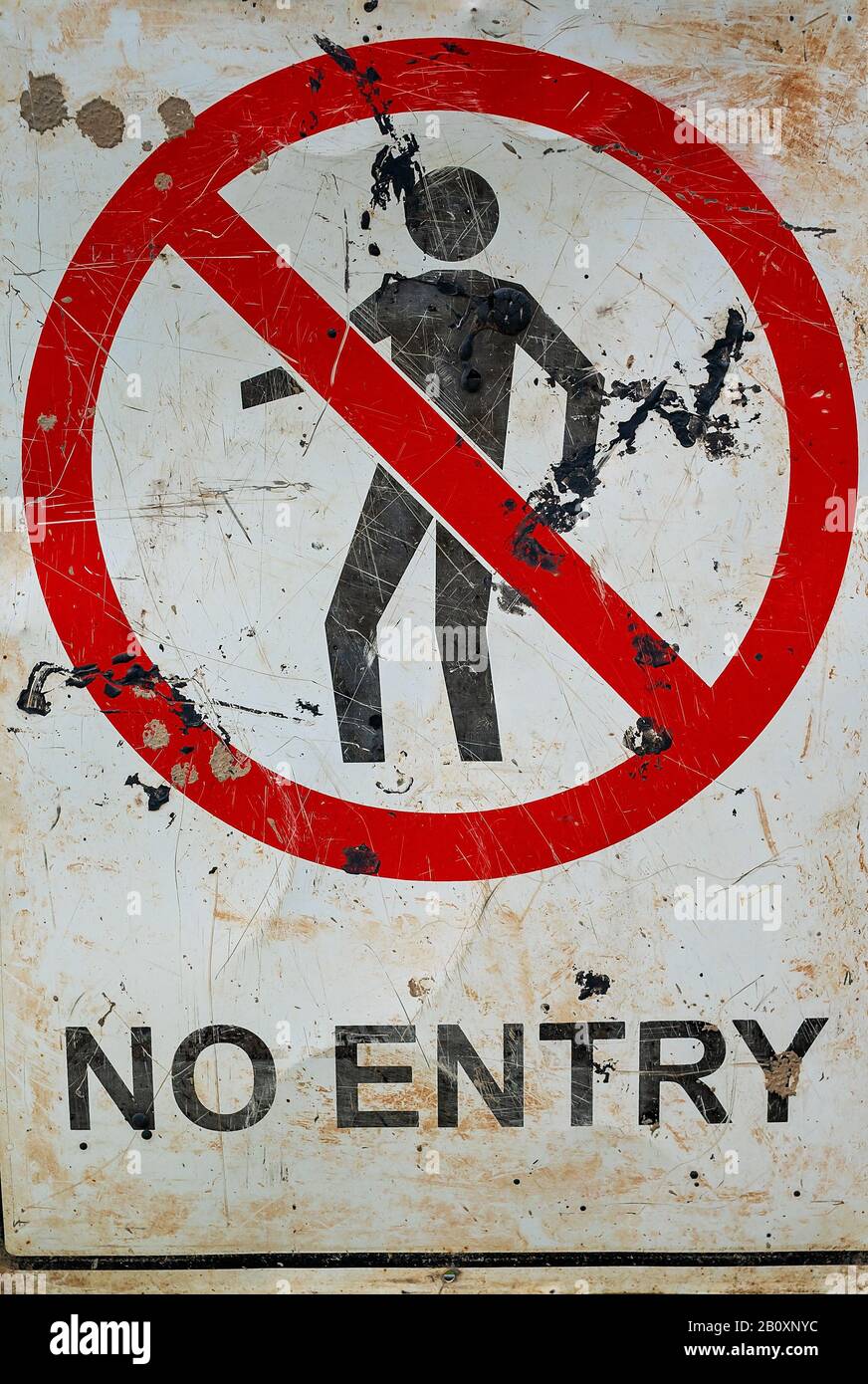 No Entry sign on work site prohibiting people from entering the area ...