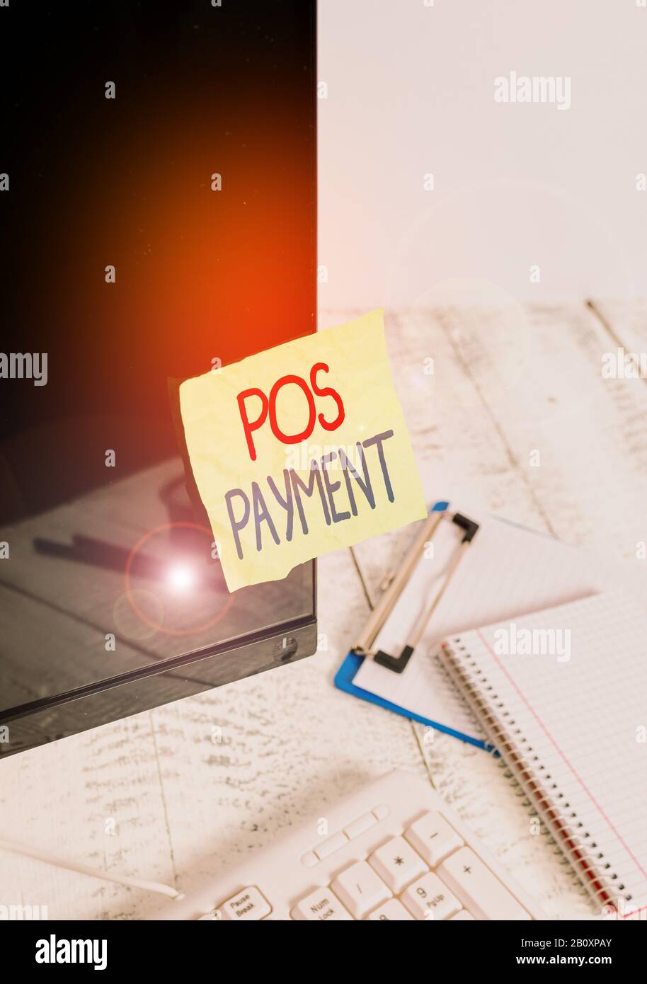 Writing note showing Pos Payment. Business concept for customer tenders ...