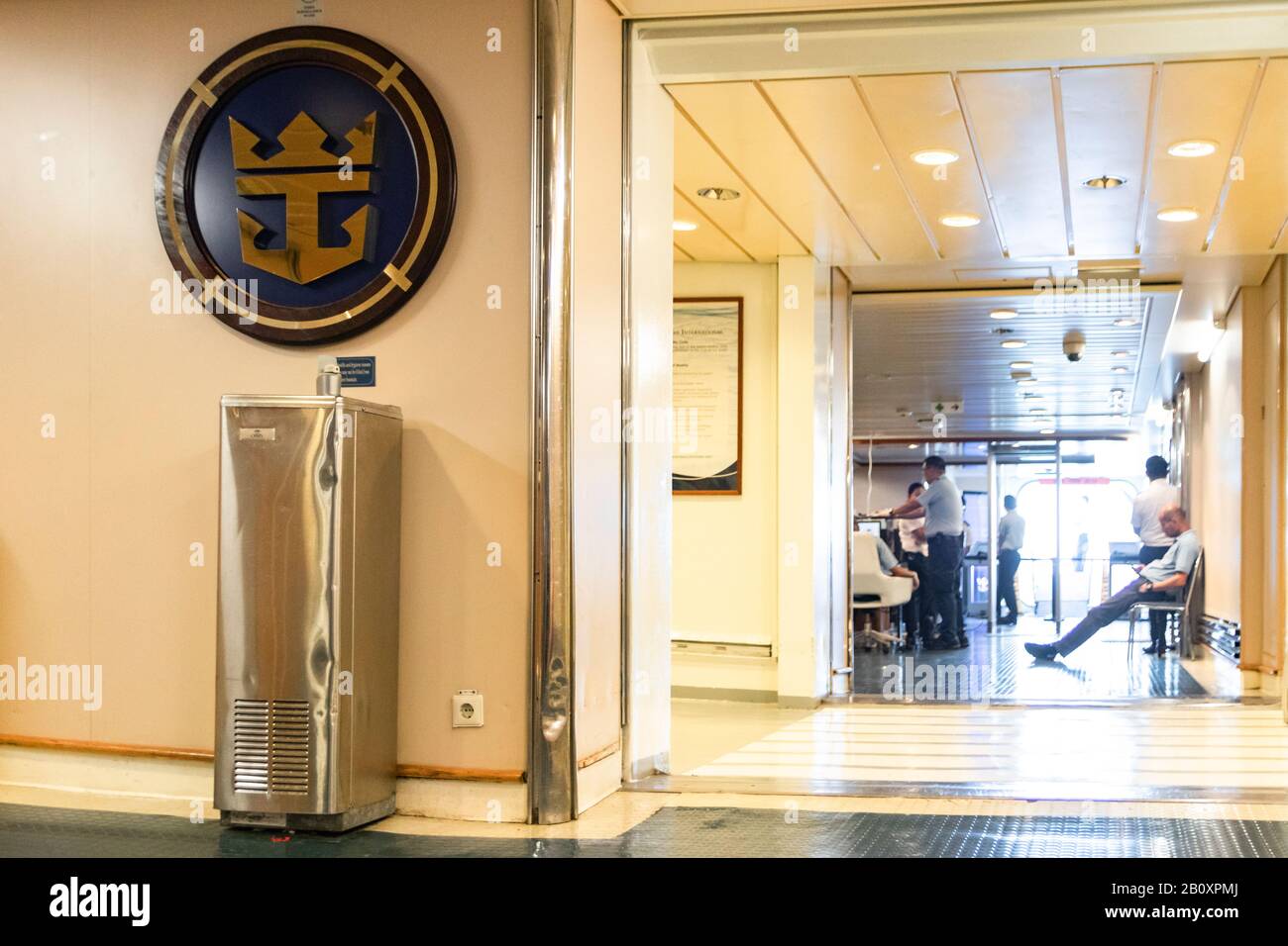 View of drinking fountain in hallway entrance on "Independence of the ...