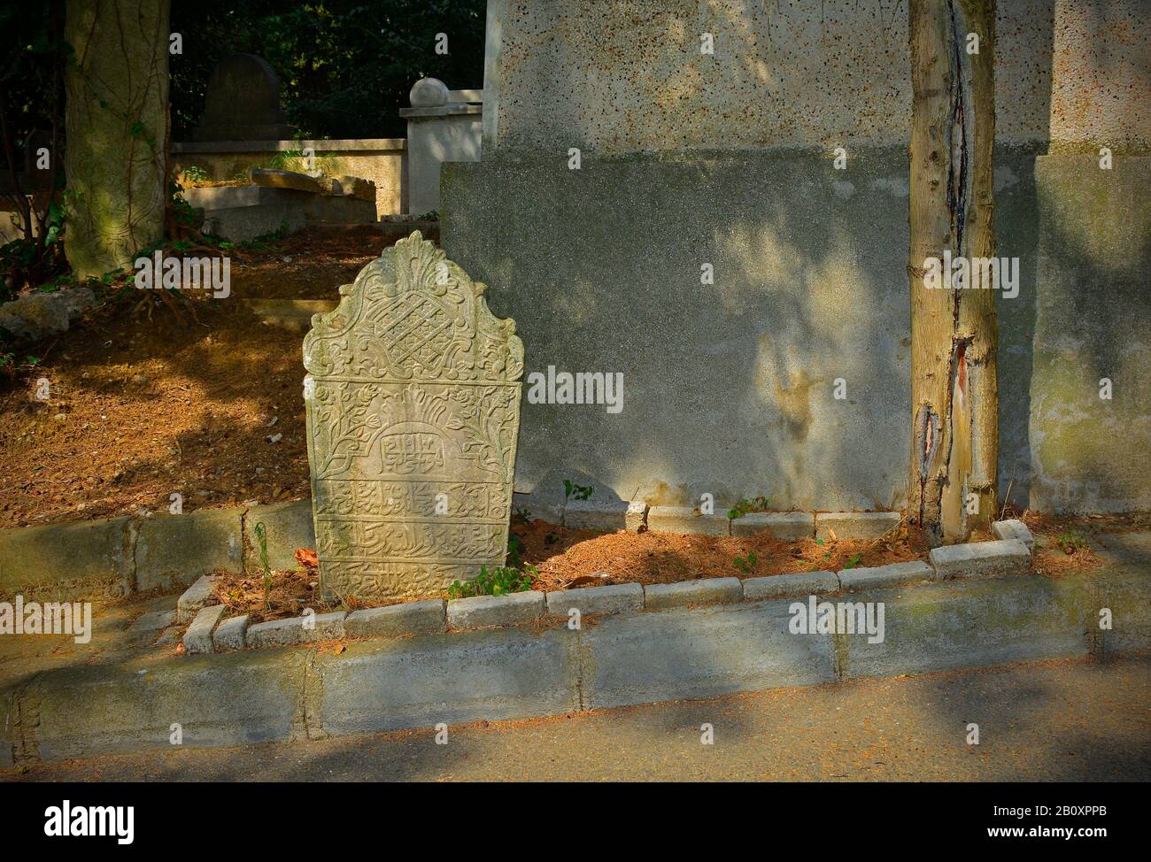 Historic grave stones with Ottoman Turkish script in Karacaahmet ...