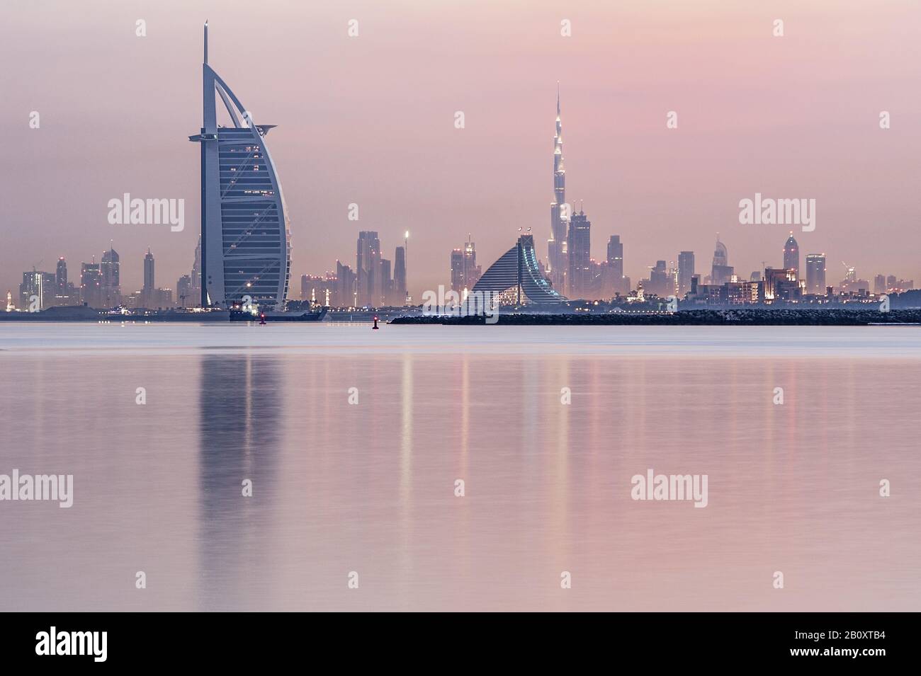 Dubai skyline at sunrise, United Arab Emirates Stock Photo - Alamy