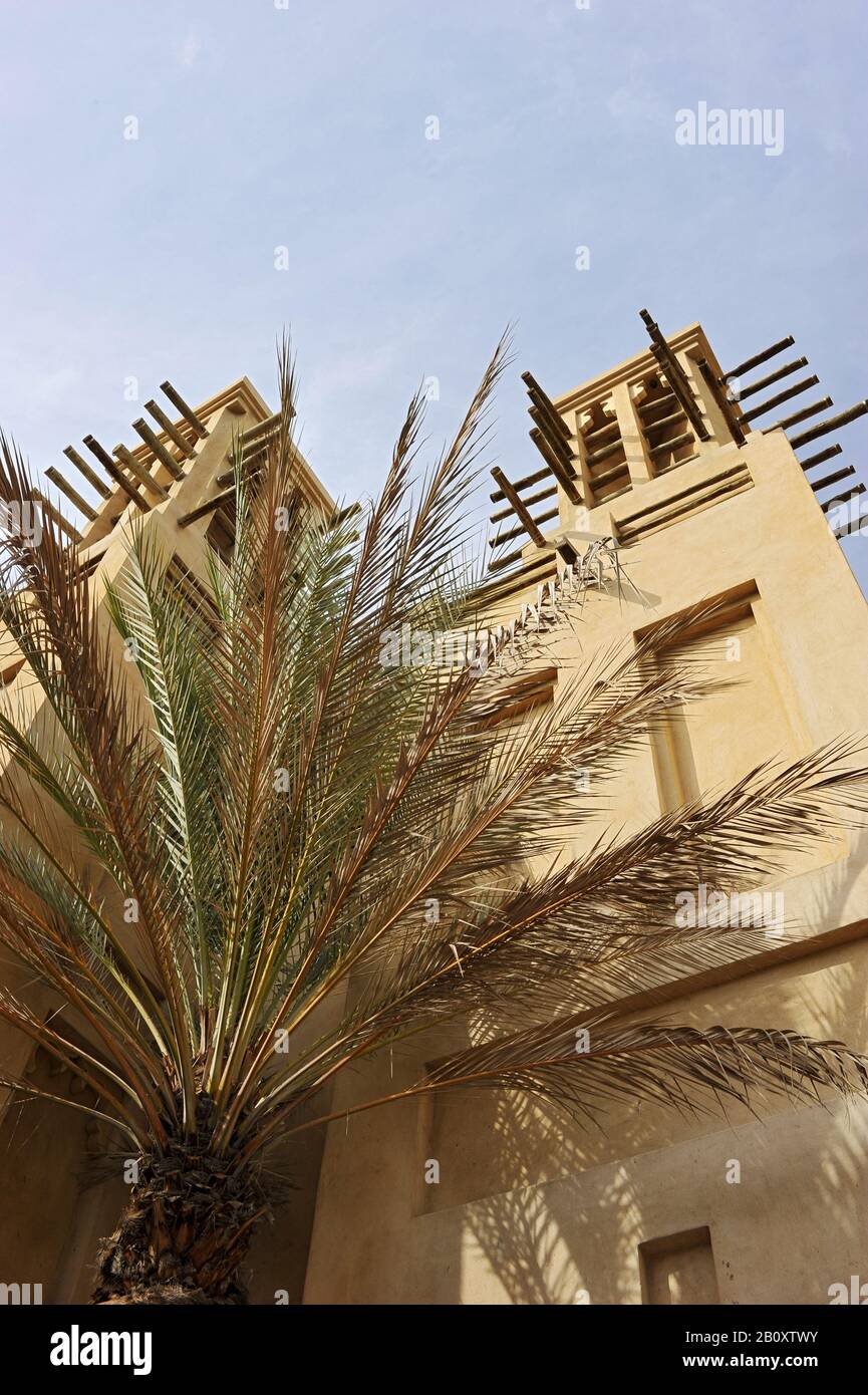 Wind towers of Souk Madinat, Dubai, United Arab Emirates Stock Photo ...