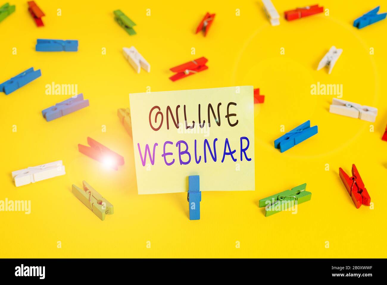 Writing note showing Online Webinar. Business concept for online ...