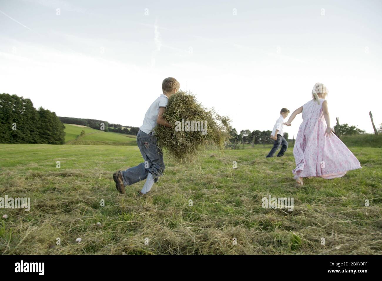 Children playing in a meadow Stock Photo - Alamy