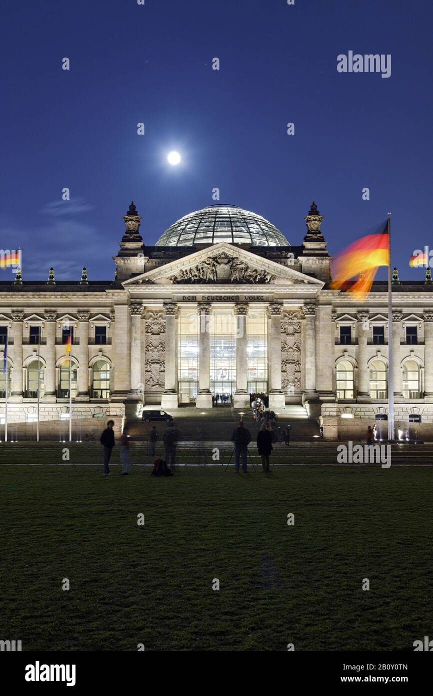 Reichstag night evening berlin germany german parliament people hi-res ...