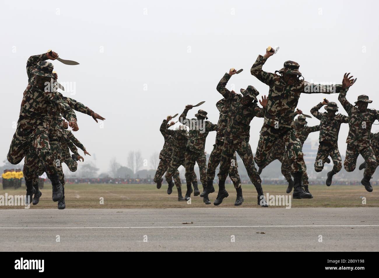 Kathmandu, Nepal. 21st Feb, 2020. Nepalese Army performing cultural ...