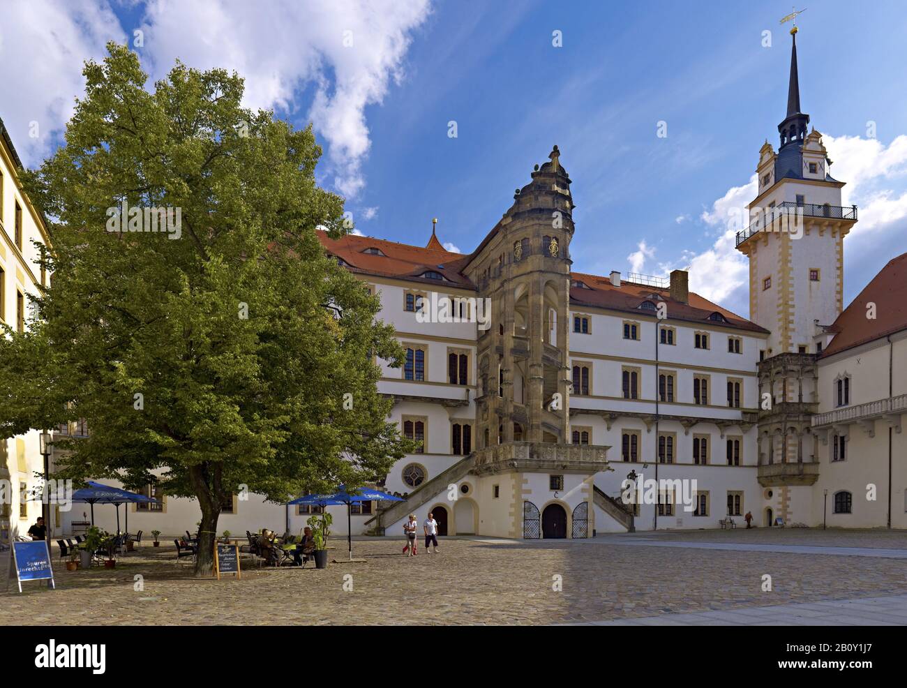 Courtyard of Hartenfels Castle with Grossem Wendelstein and ...