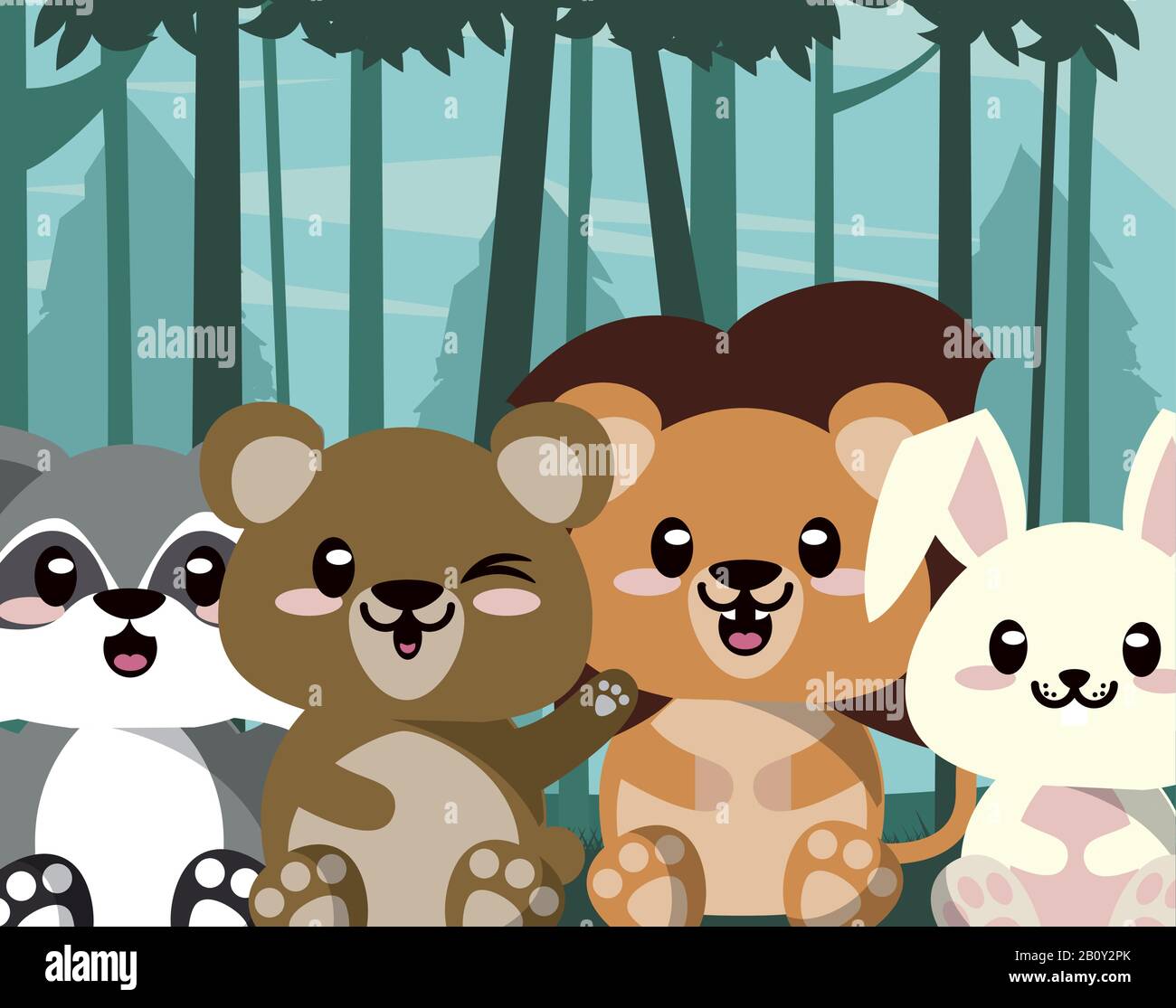 cute animals group in landscape scene Stock Vector Image & Art - Alamy
