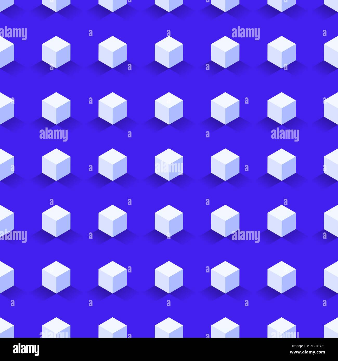 Hexagon seamless, abstract cube vector pattern. Blue color tone design ...